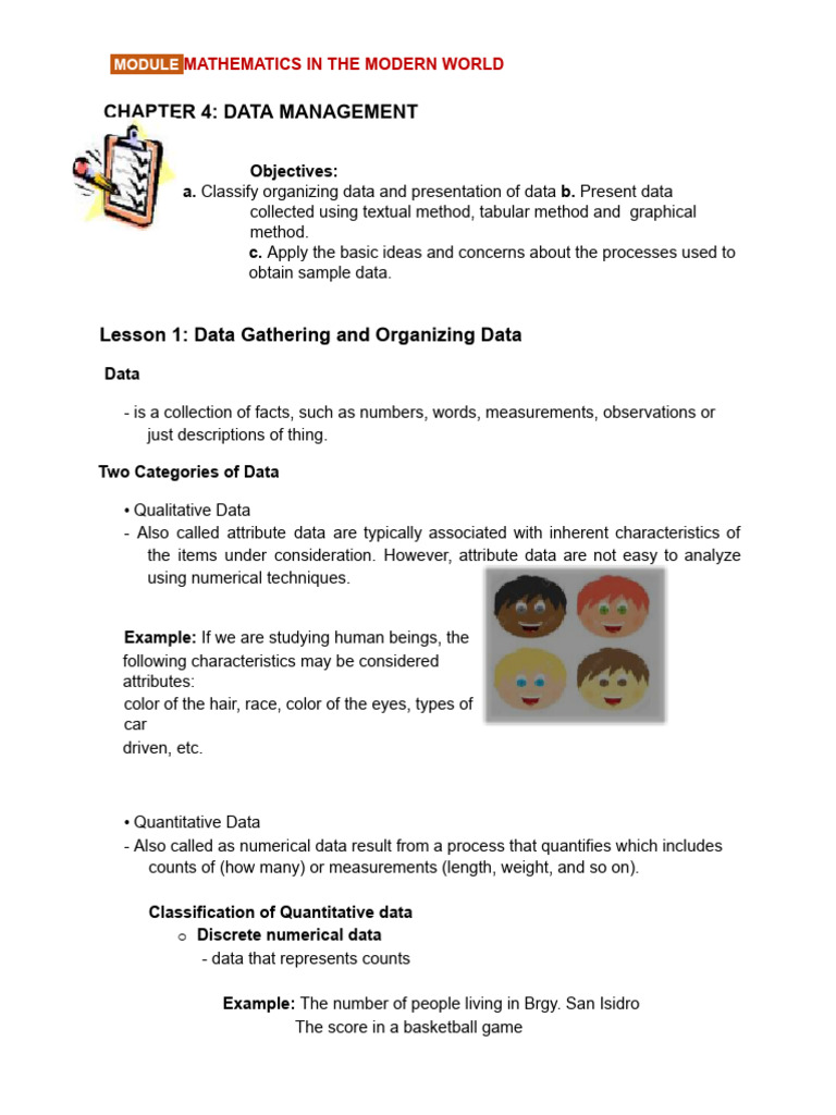 CHAPTER 4 - Data Management | PDF | Sampling (Statistics) | Career & Growth