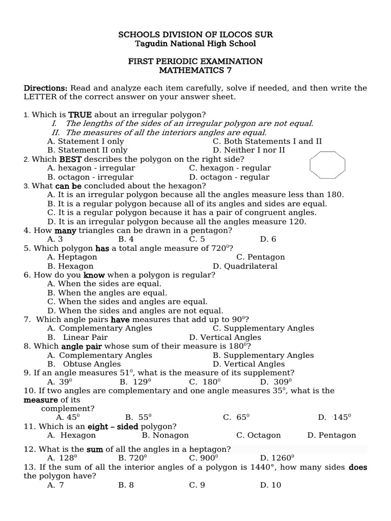 1st Periodical Examination SY 24-25 | PDF