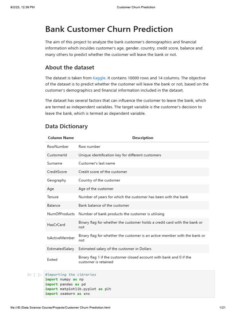 Customer Churn Prediction | PDF