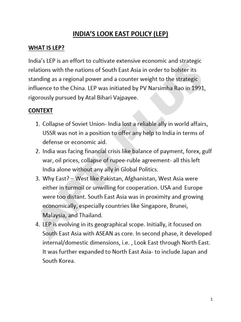 Look East Policy | PDF