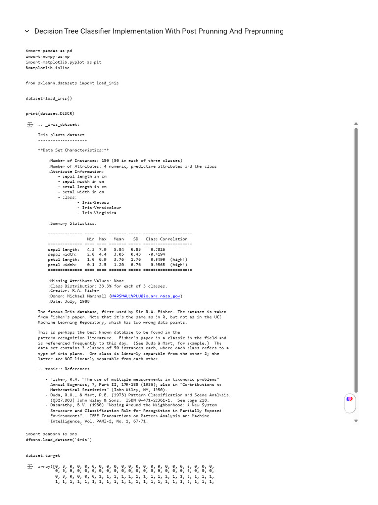 3 0 Decision Tree Classification Implementation Ipynb Colab Pdf