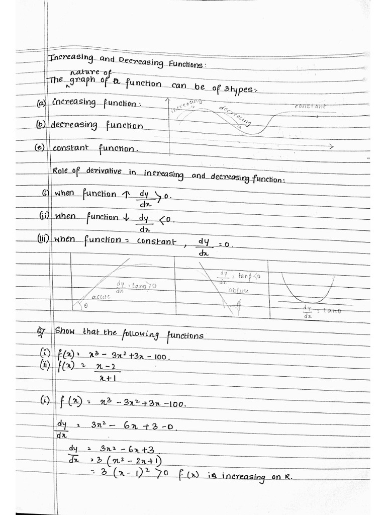 Increasing and Decreasing Functions | PDF