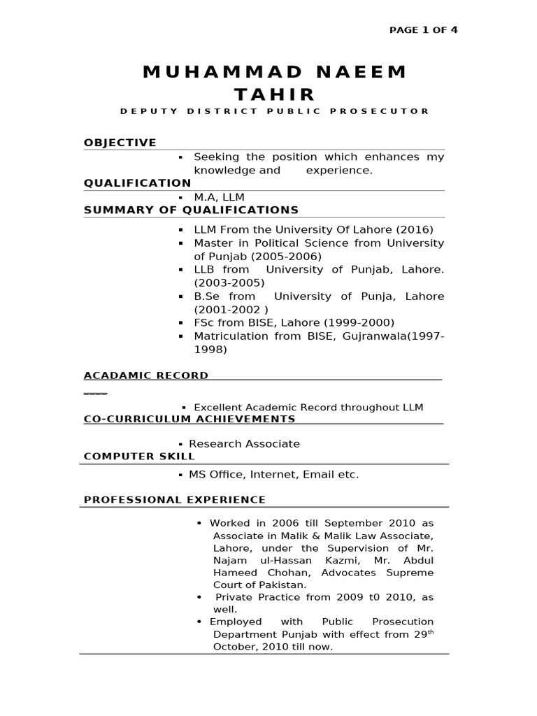 CV of Mr. Muhammad Naeem Tahir DDPP_013448 | PDF