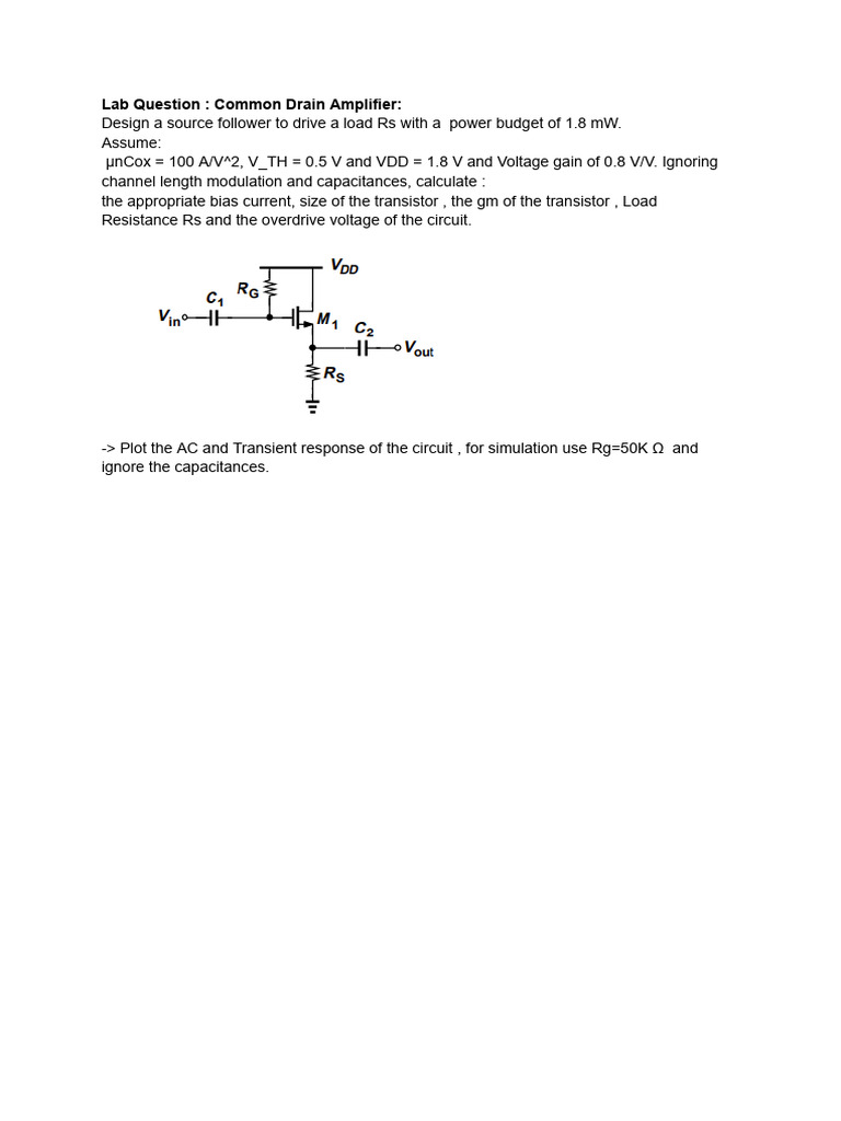 Common Drain Amplifier_ | PDF Common Drain Amplifier_ | PDF