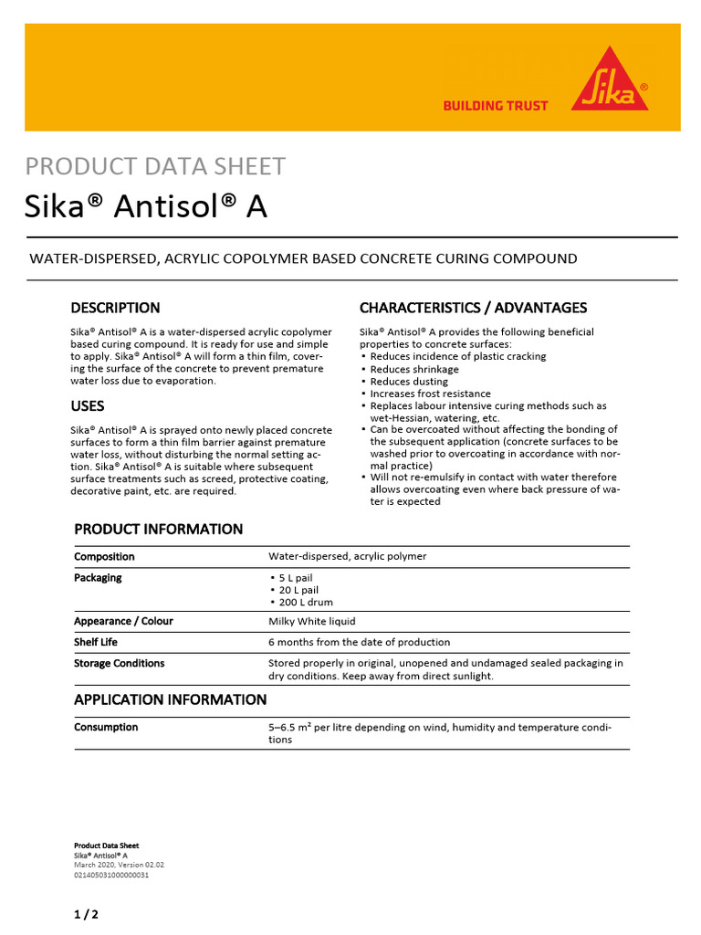 Sika Antisol A | PDF