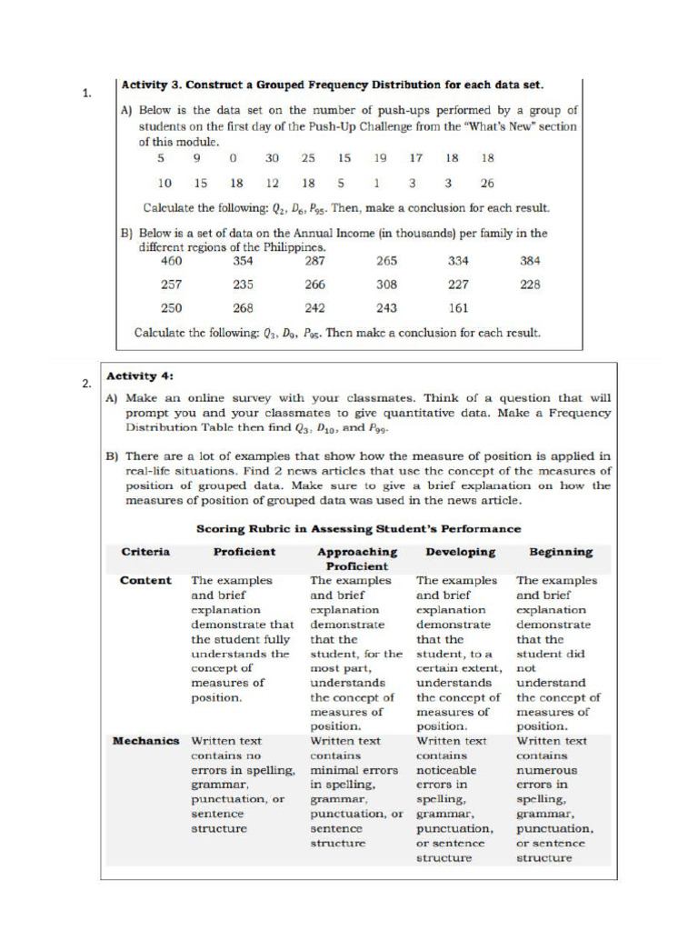 Statistics Activities | PDF