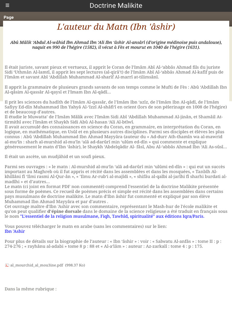 Biographie Ibn Ashir | PDF