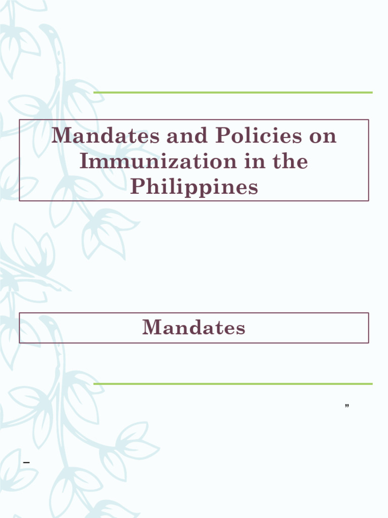 Mandates and Policies On Immunization in The Philippines | PDF