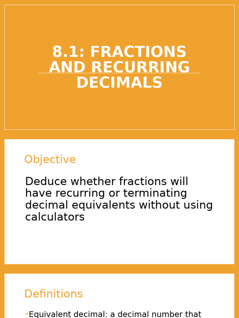 8.1 Fractions and Recurring Decimals | PDF