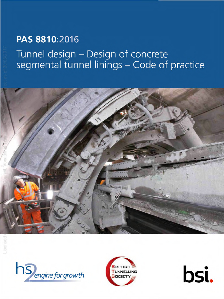 Pas8810-2016 Tunnel Design. Design of Concrete Segmental Tunnel Linings ...