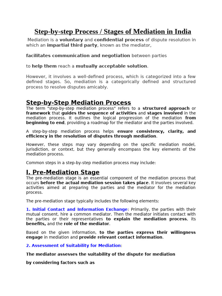 Pre - Mediation Stage Process | PDF