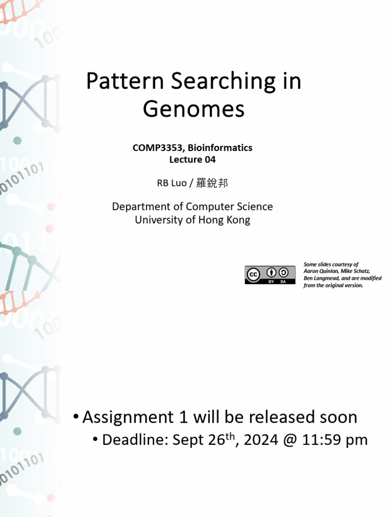 Lec04 - Pattern Searching in Genomes | PDF