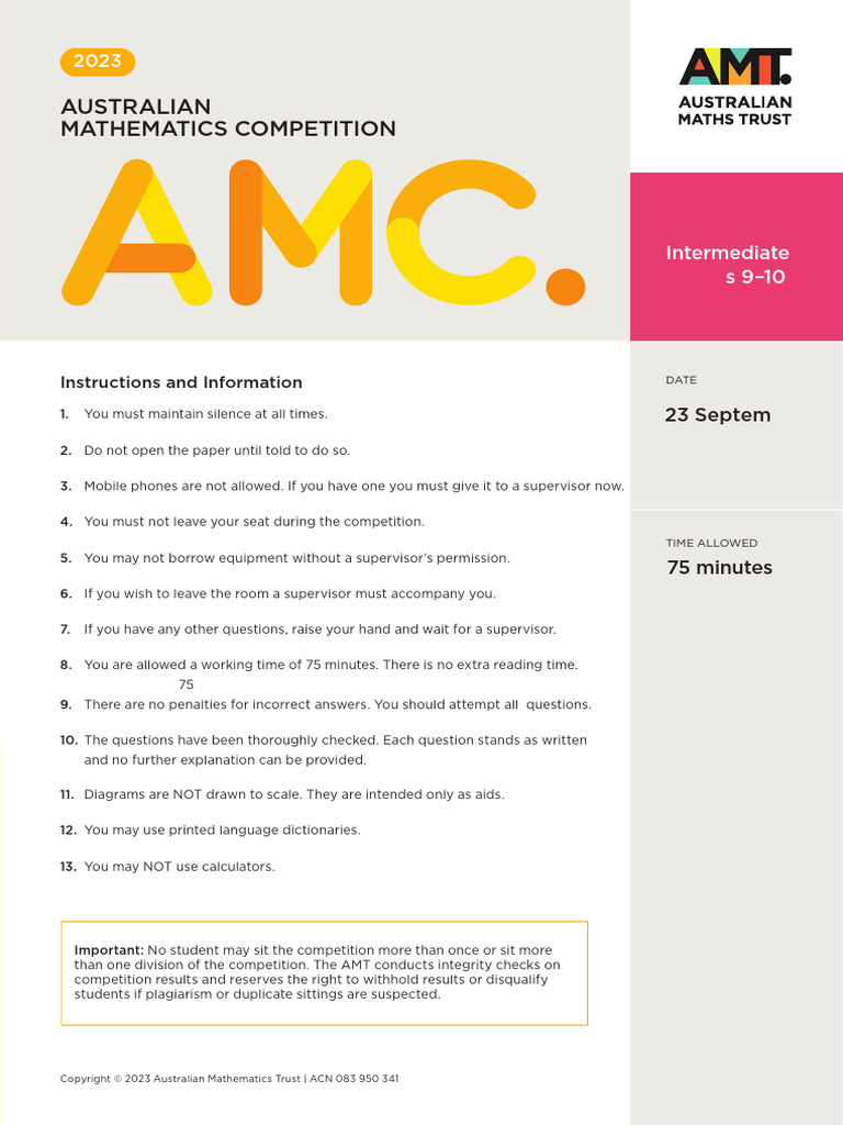 D 2023 AMC Intermediate | PDF | Mathematics