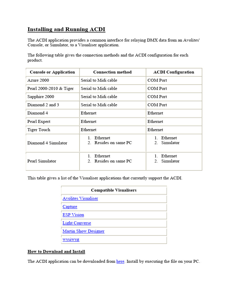 Installing and running ACDI | PDF