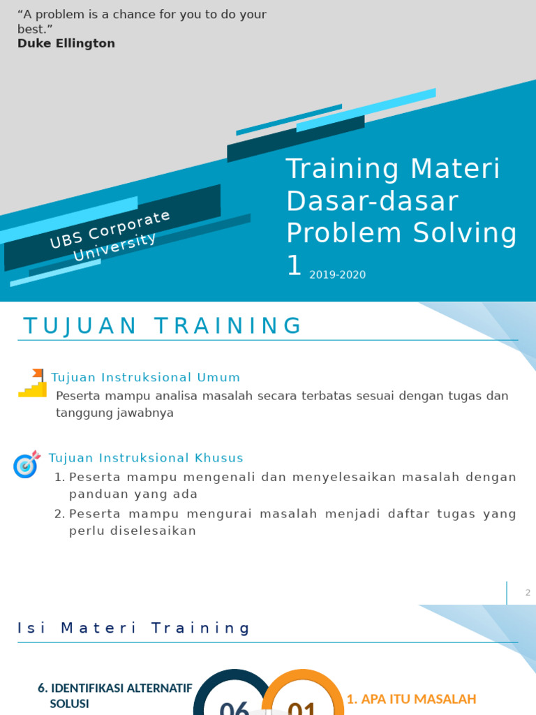 Training 2.1 - Dasar-Dasar Problem Solving 1 Rev Pak Zam | PDF
