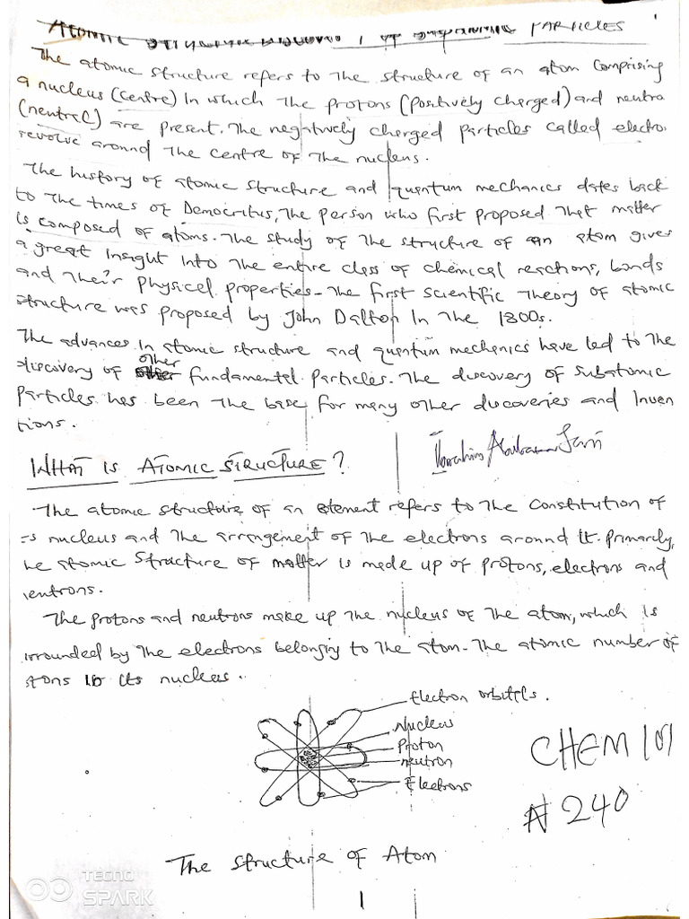 Atomic Structure Chem 101 | PDF