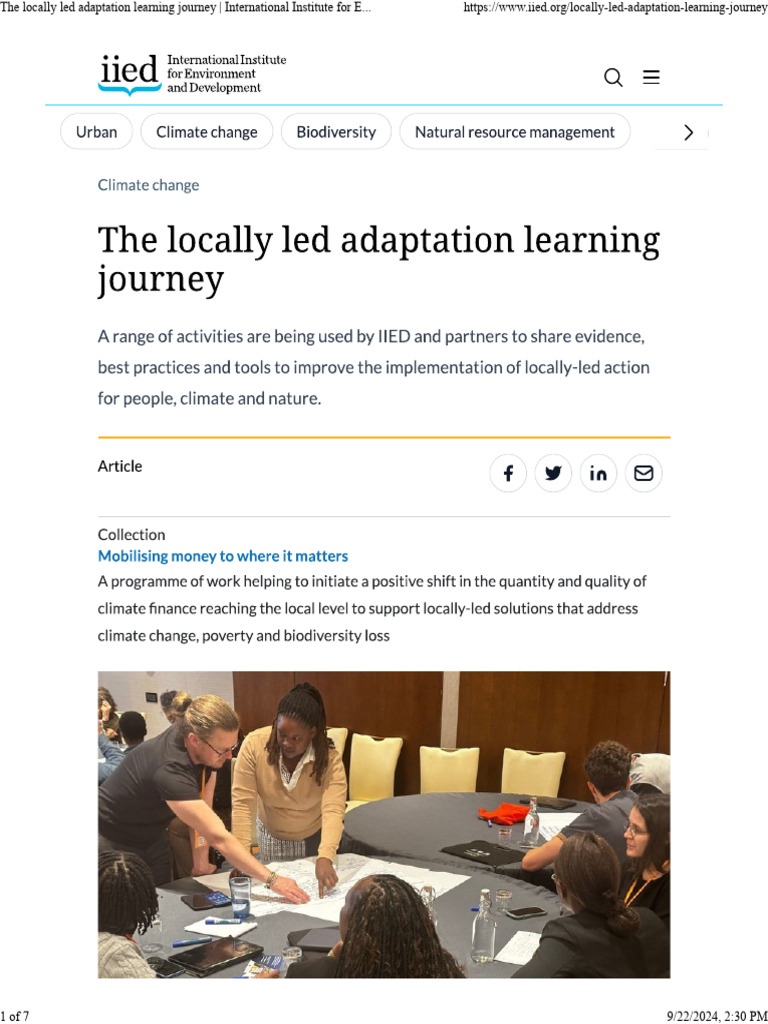 The Locally Led Adaptation Learning Journey | PDF
