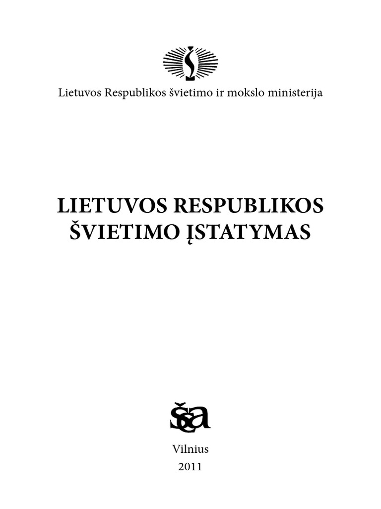 Lietuvos Respublikos Svietimo Istatymas - Svietstrat | PDF