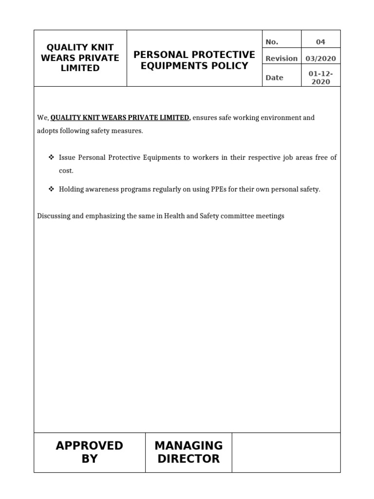 4.PPE Policy | PDF