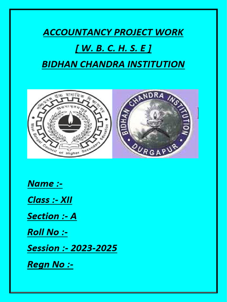Accountancy Project Work Class Xii (2023-2025) Cover Page | PDF