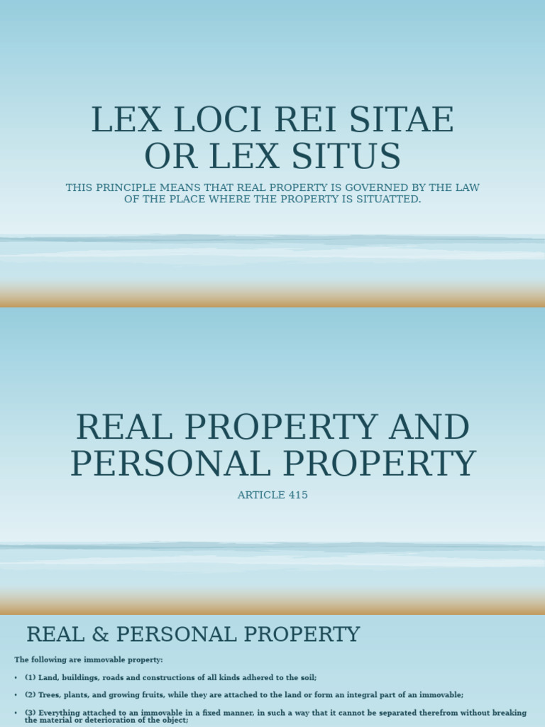 Lex Loci Rei Sitae or Lex Situs | PDF