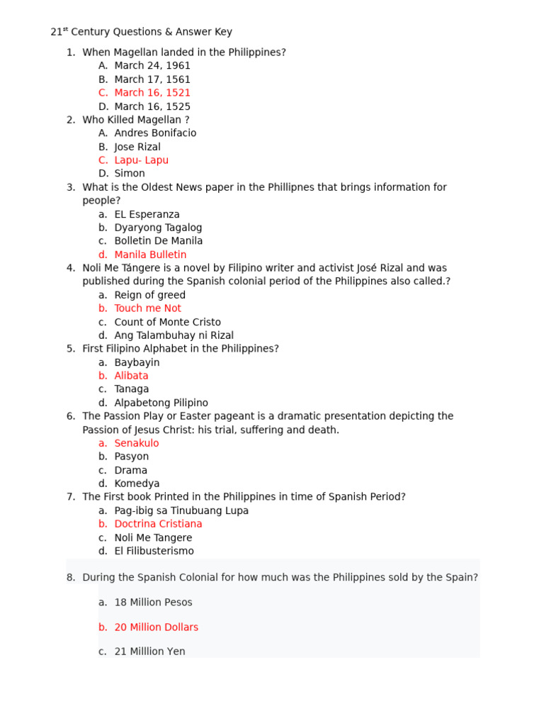 21st Century Questions Exam Q1 | PDF