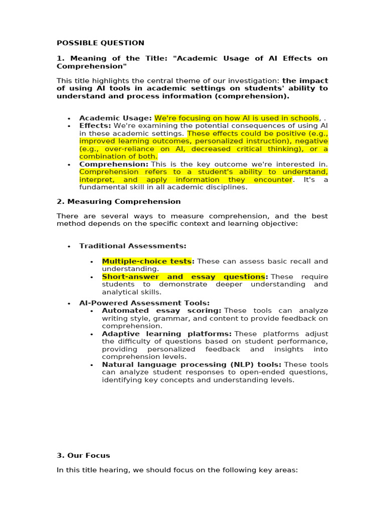 Possible Questions - Copy (2) | PDF