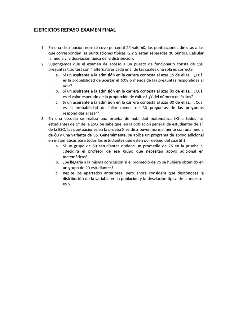 Ejercicios Repaso Examen - 22 - 23 | PDF