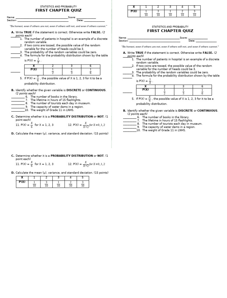1st CHAPTER QUIZ | PDF