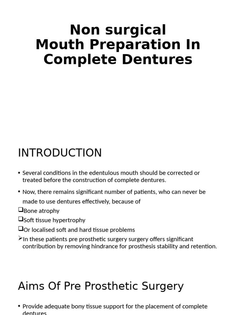Non Surgical Mouth Preparation in Complete Denture | PDF | Dentures ...