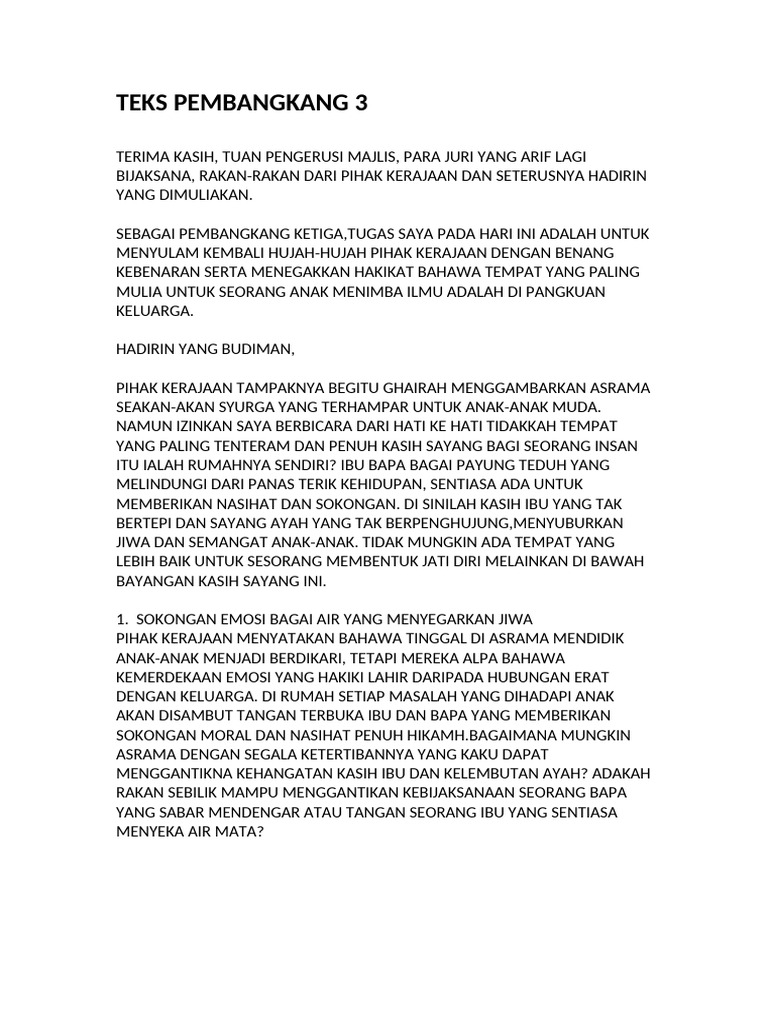 Teks Debat Pembangkang 3 - Tembikai | PDF
