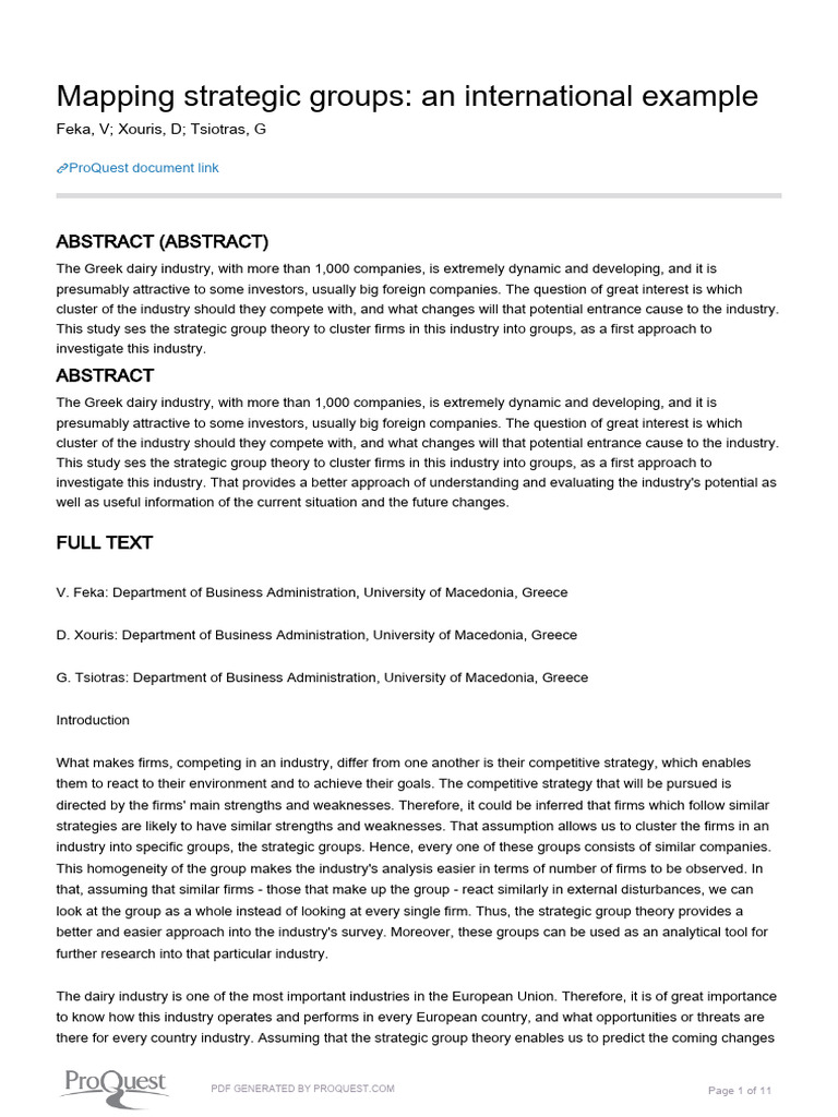 Mappin Strategic Groups | PDF