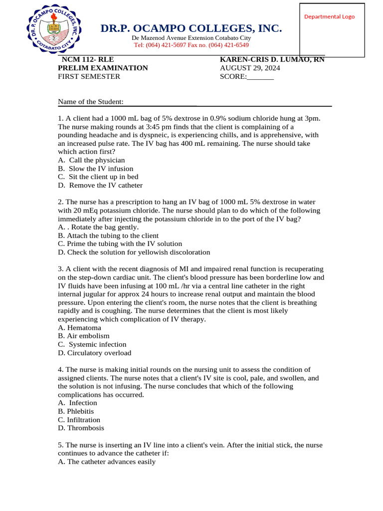 Rle Examination | PDF