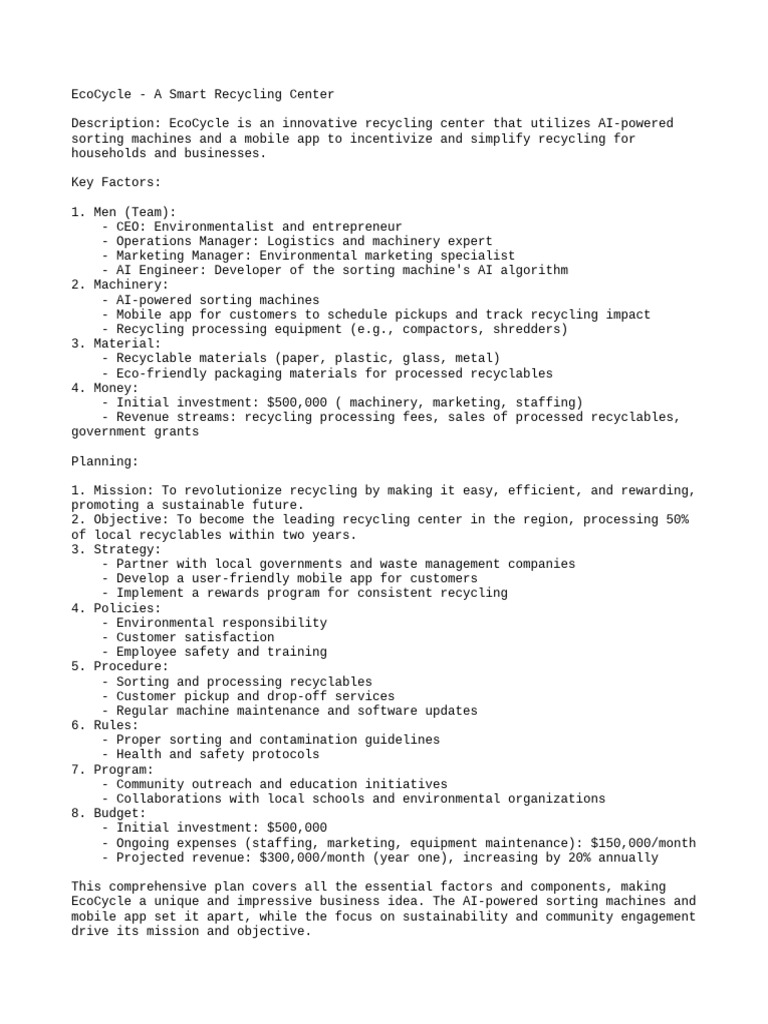 Let's Develop A Unique Business Ide | PDF