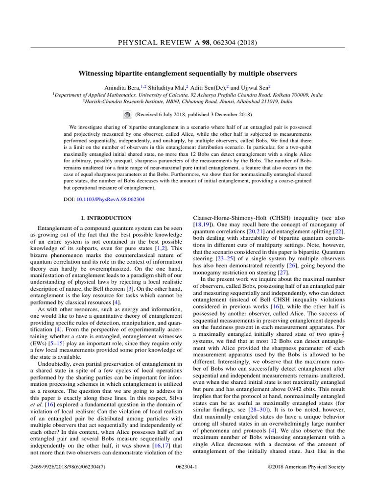 Witnessing Ent | PDF | Quantum Entanglement | Mathematical Physics
