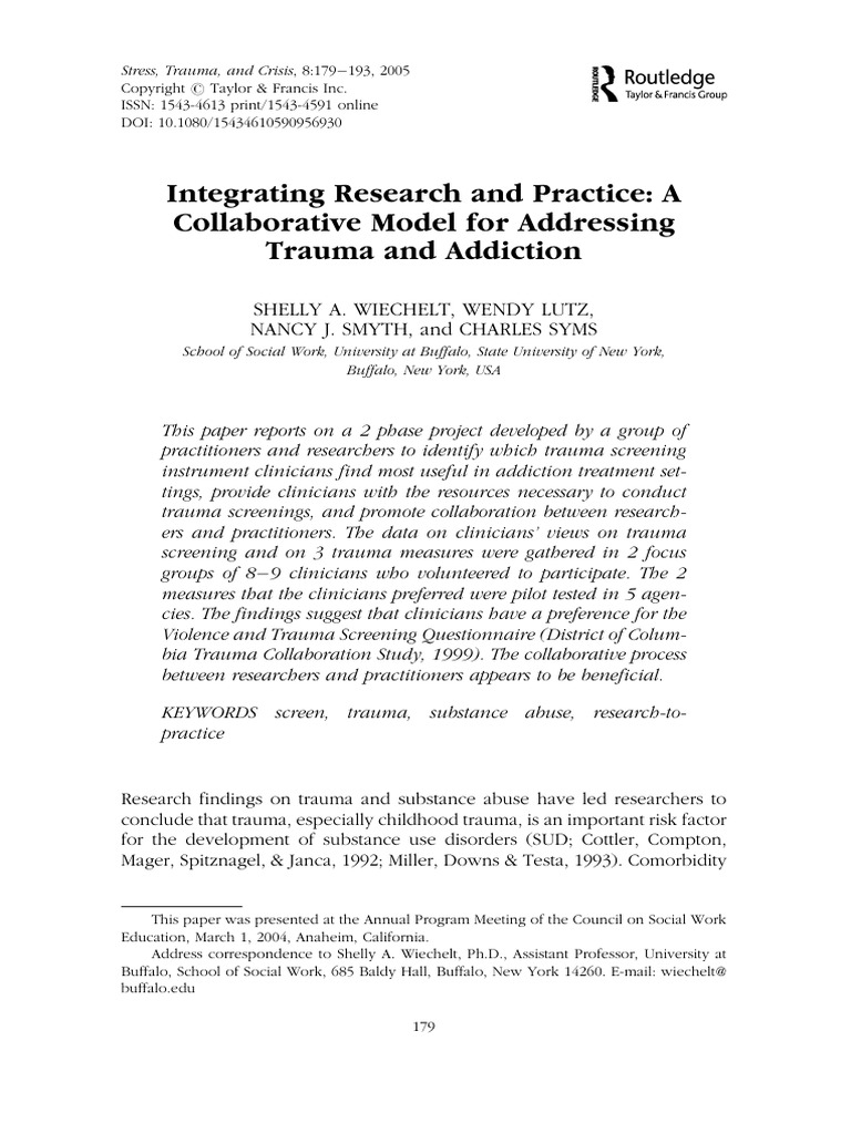 A Collaborative Model for Addressing Trauma and addiction | PDF