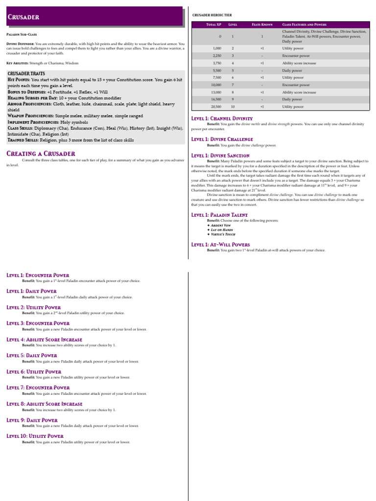 Crusader Paladin | PDF