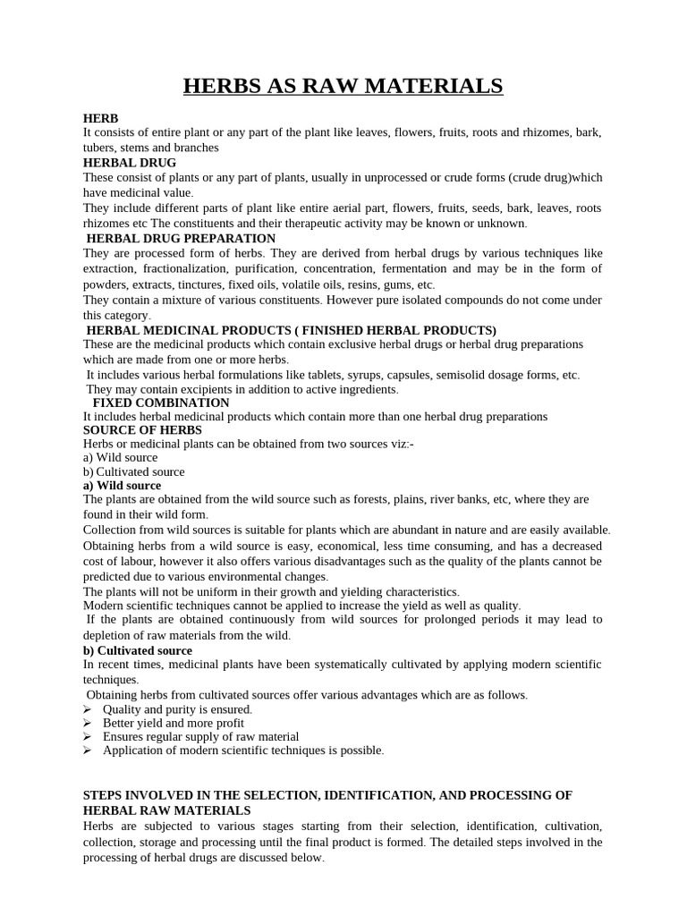 Unit1 - Herbal Nutrition | PDF