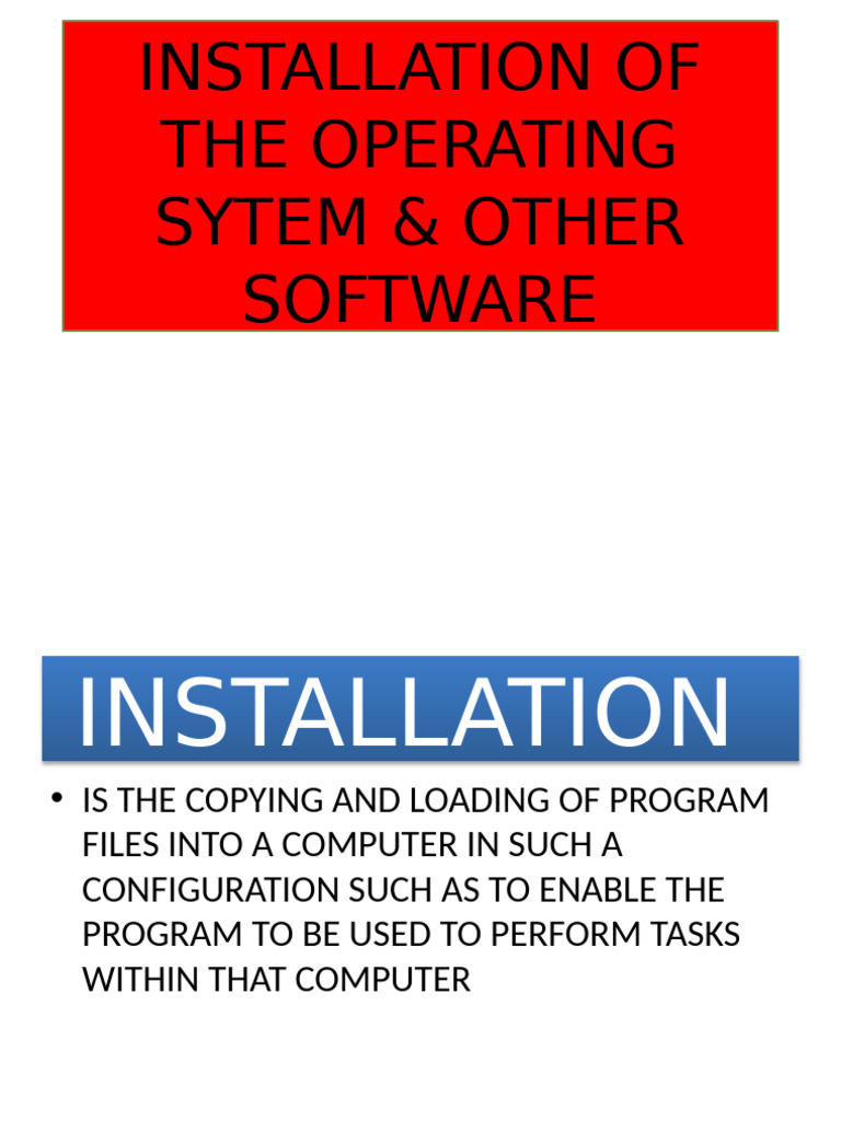 3.installation of The Operating Sytem & Other Software | PDF