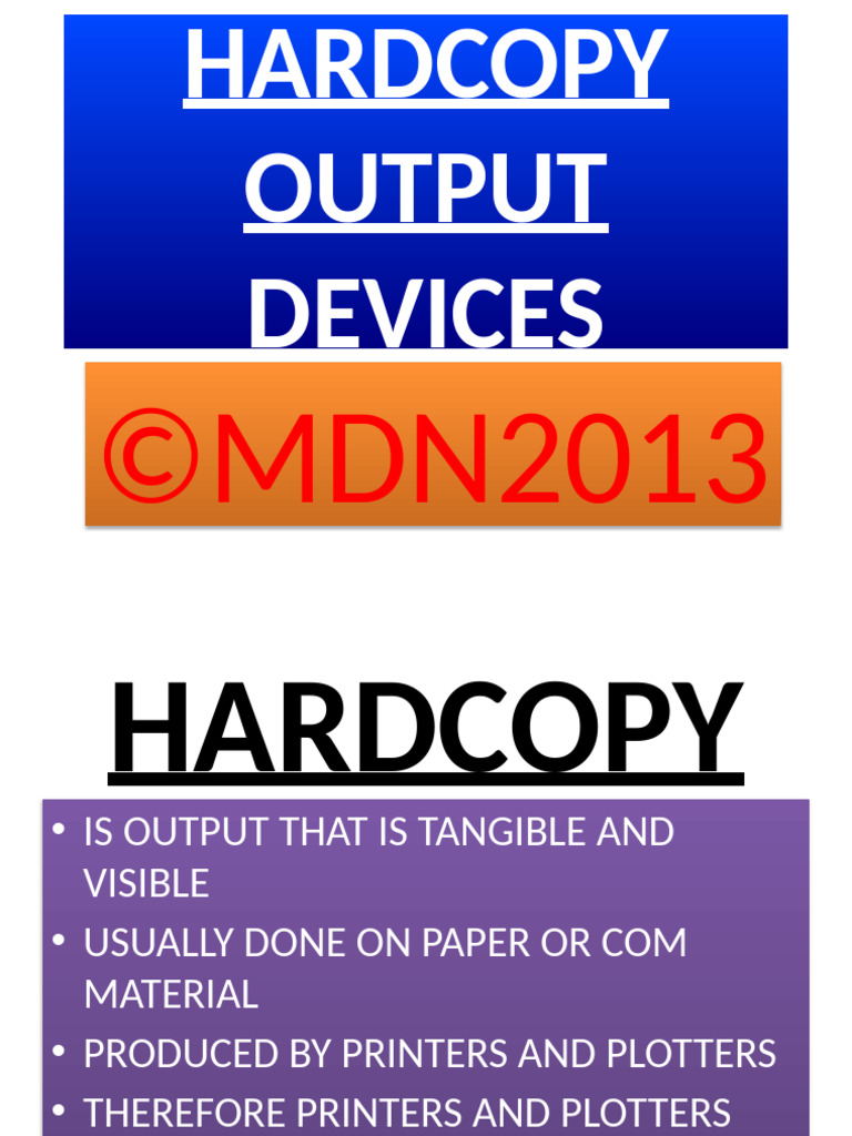 2.hardcopy Output Devices | PDF | Art | Computers