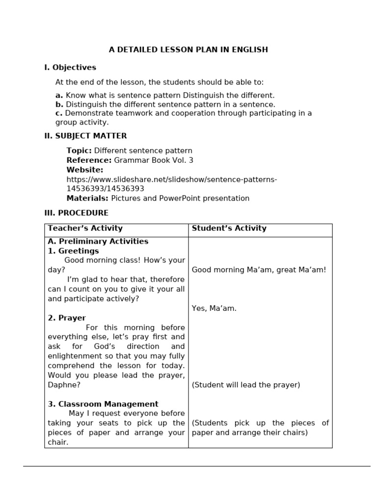 Detailed Lesson Plan English Subject Verb Agreement | PDF | Object ...