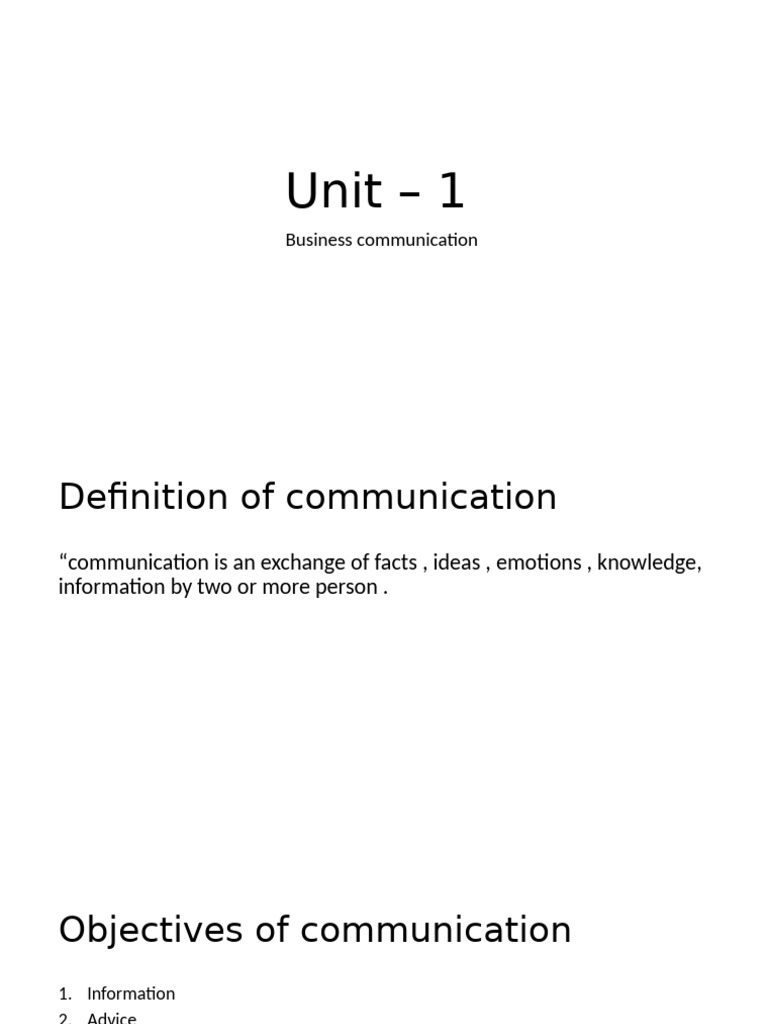 Business Communication Unit 1 | PDF