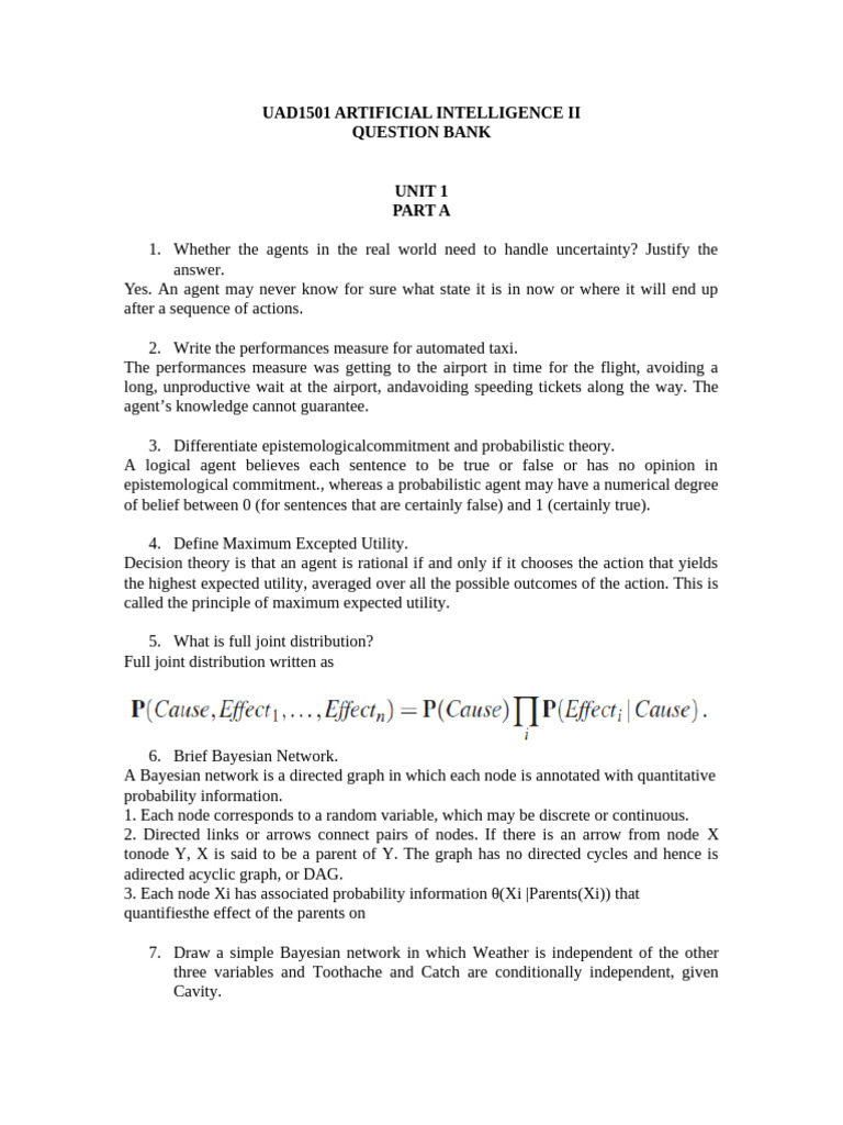 AI-II Question Bank | PDF