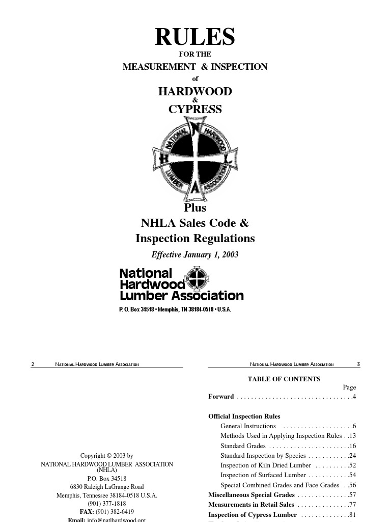 NHLA Hardwood Grading Rulebook | PDF | Lumber | Wood