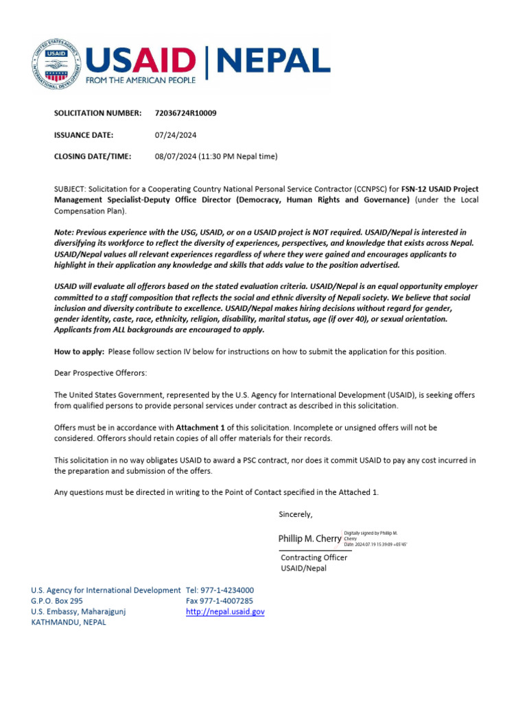 Solicitation - Deputy Office Director-DRG | PDF