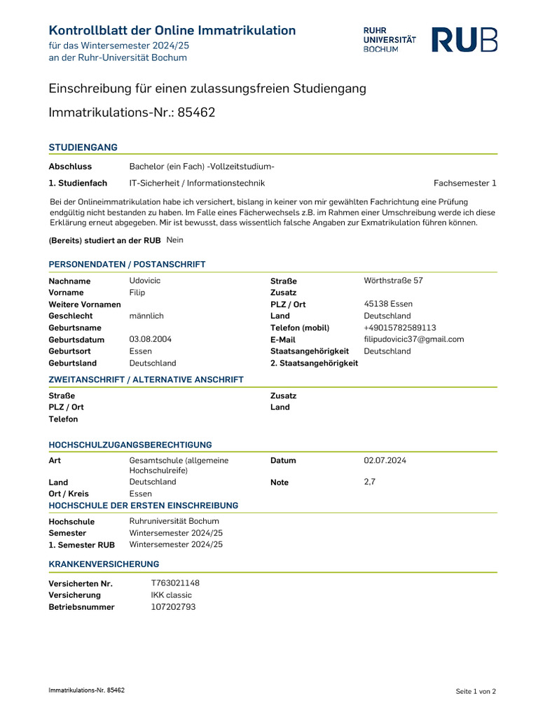 Kontroll Blatt | PDF