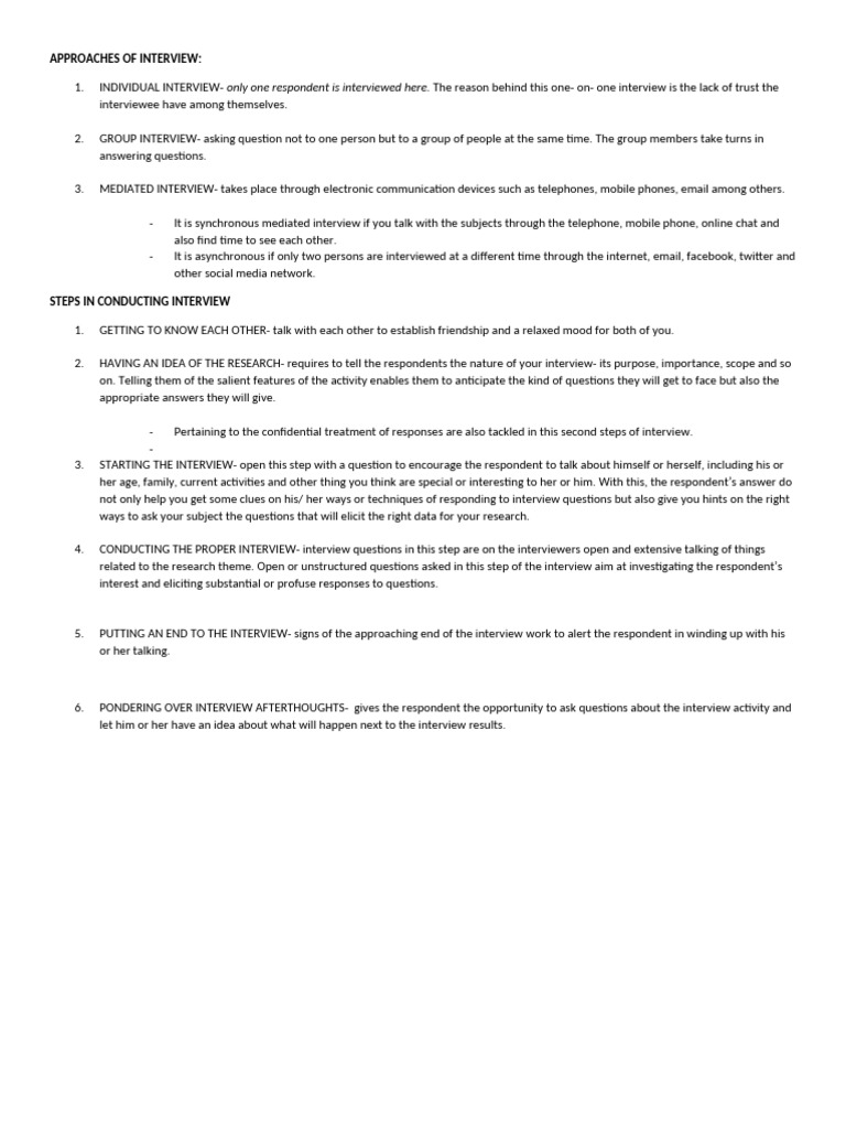 Approaches of Interview | PDF