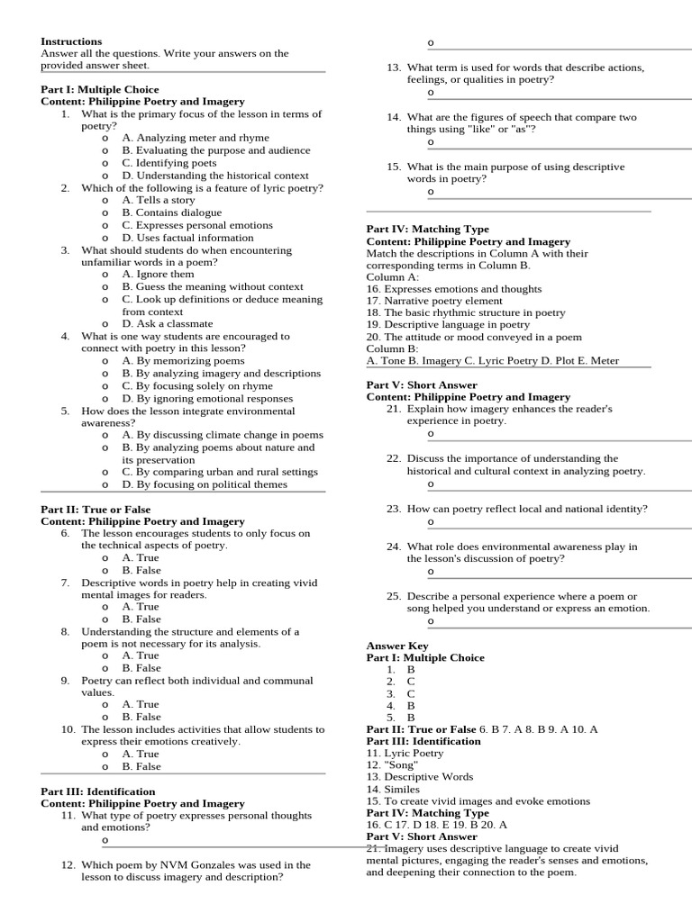 English 7 Test | PDF