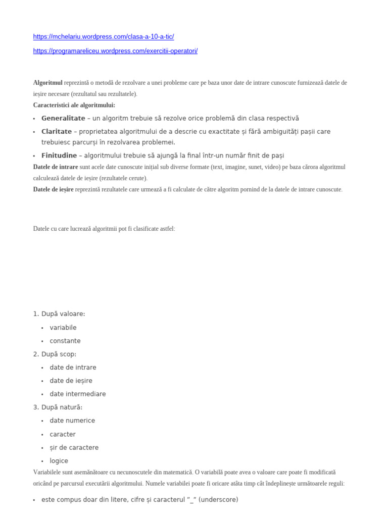 Algoritmul Curs 1 | PDF