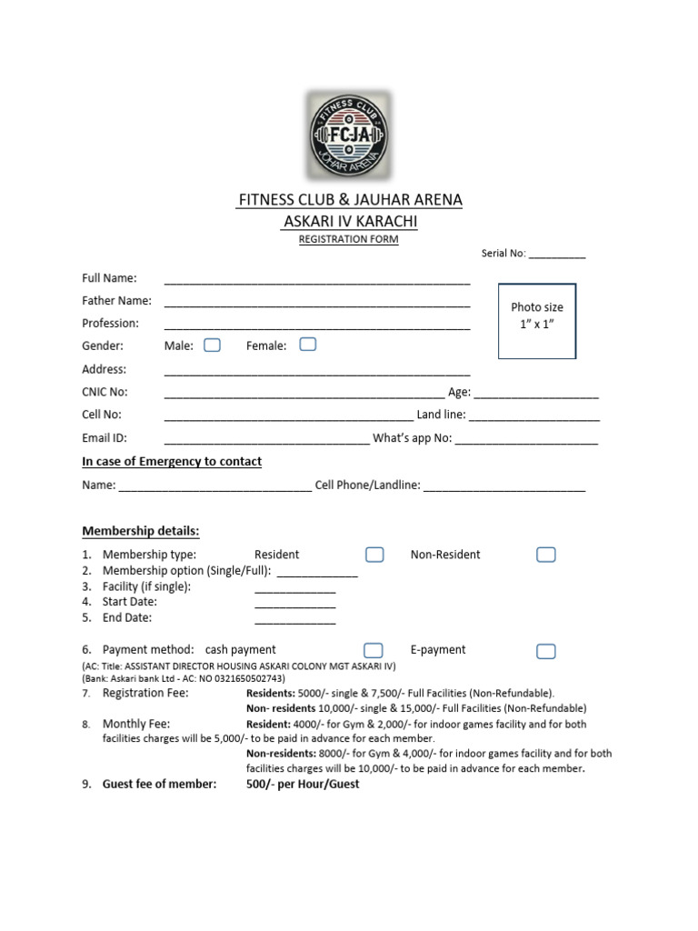 GYM Membership Form | PDF